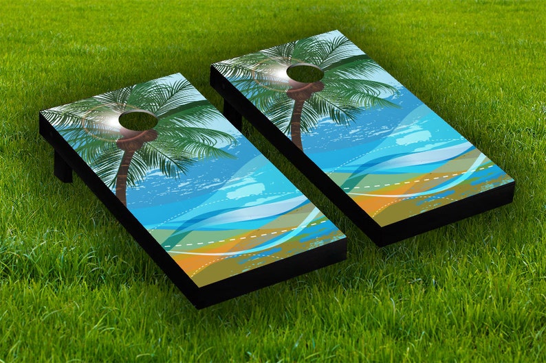 Abstract Beach Scene Cornhole Board Wraps Laminated Sticker | Etsy