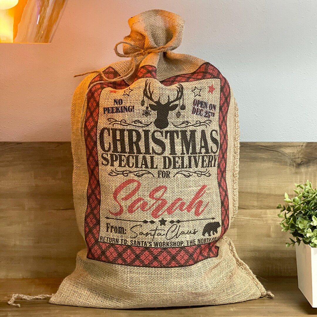 USA MADE Personalized Santa Sack / Christmas Sack Made From Traditional ...