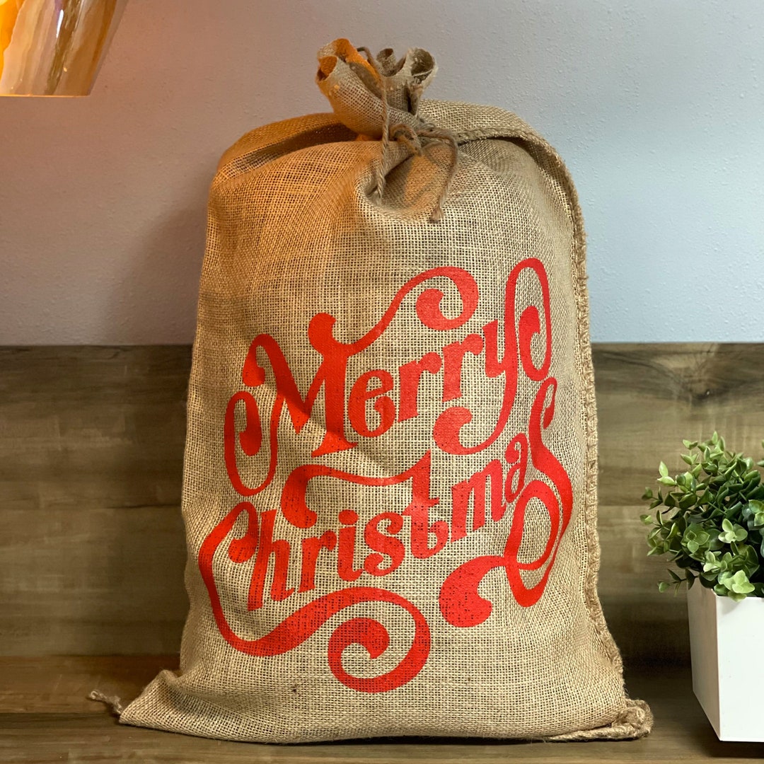 USA MADE Santa Sack / Christmas Sack Made From Traditional Burlap Bag ...