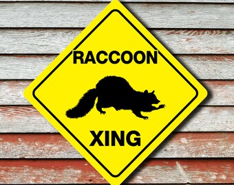 RACCOON CROSSING Sign Novelty Gift Animals - Etsy