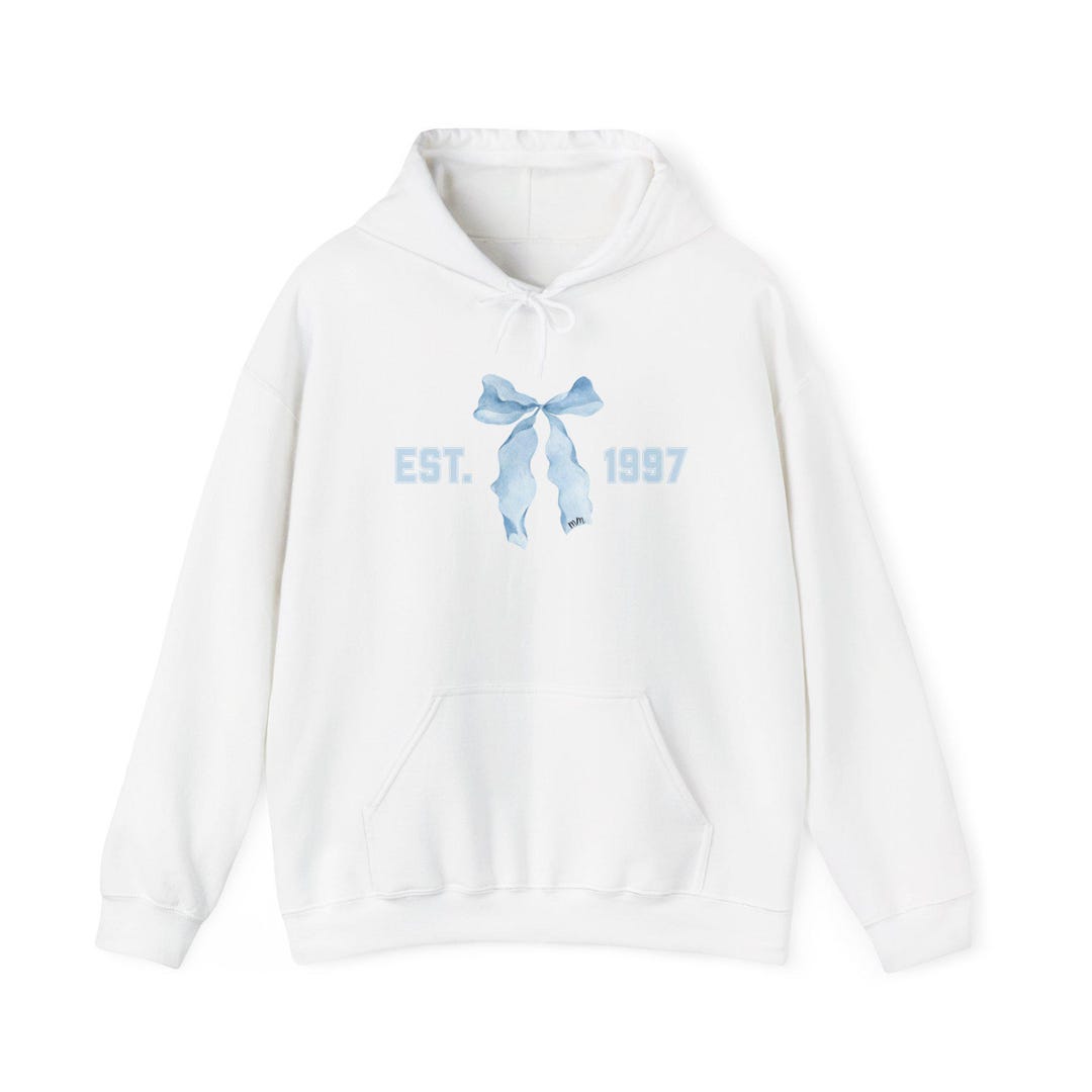 Megan Moroney Inspired Hoodie, Blue Bow Sweatshirt, Am I Okay Est 1997 ...