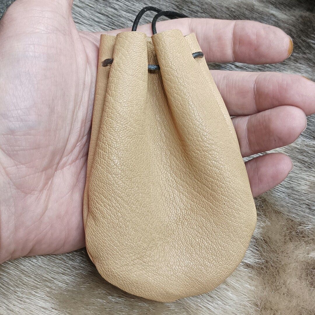 Handcrafted Leather Drawstring Pouch: Compact Storage for Jewellery ...