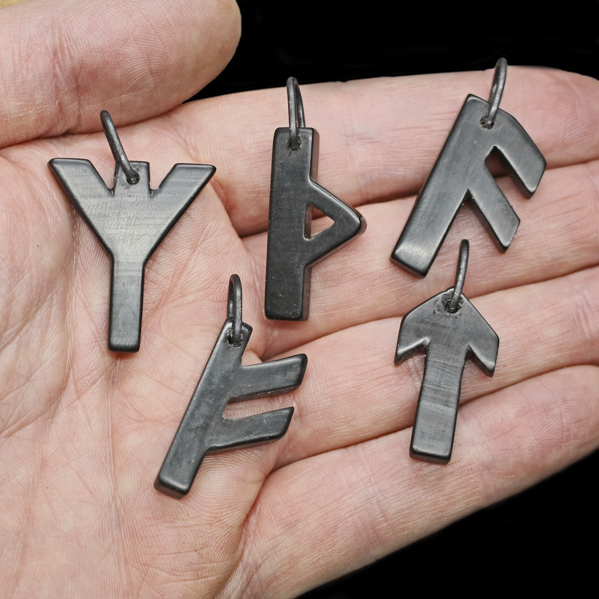 Black Horn Futhark Rune Pendants - Etsy