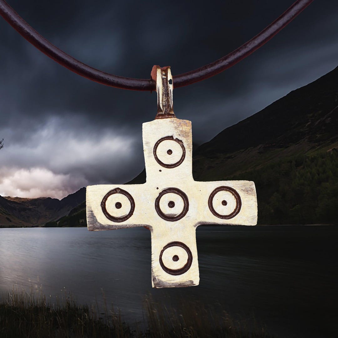 Bronze Replica Viking / Saxon Cross / Crucifix Pendant With 5 Dot ...