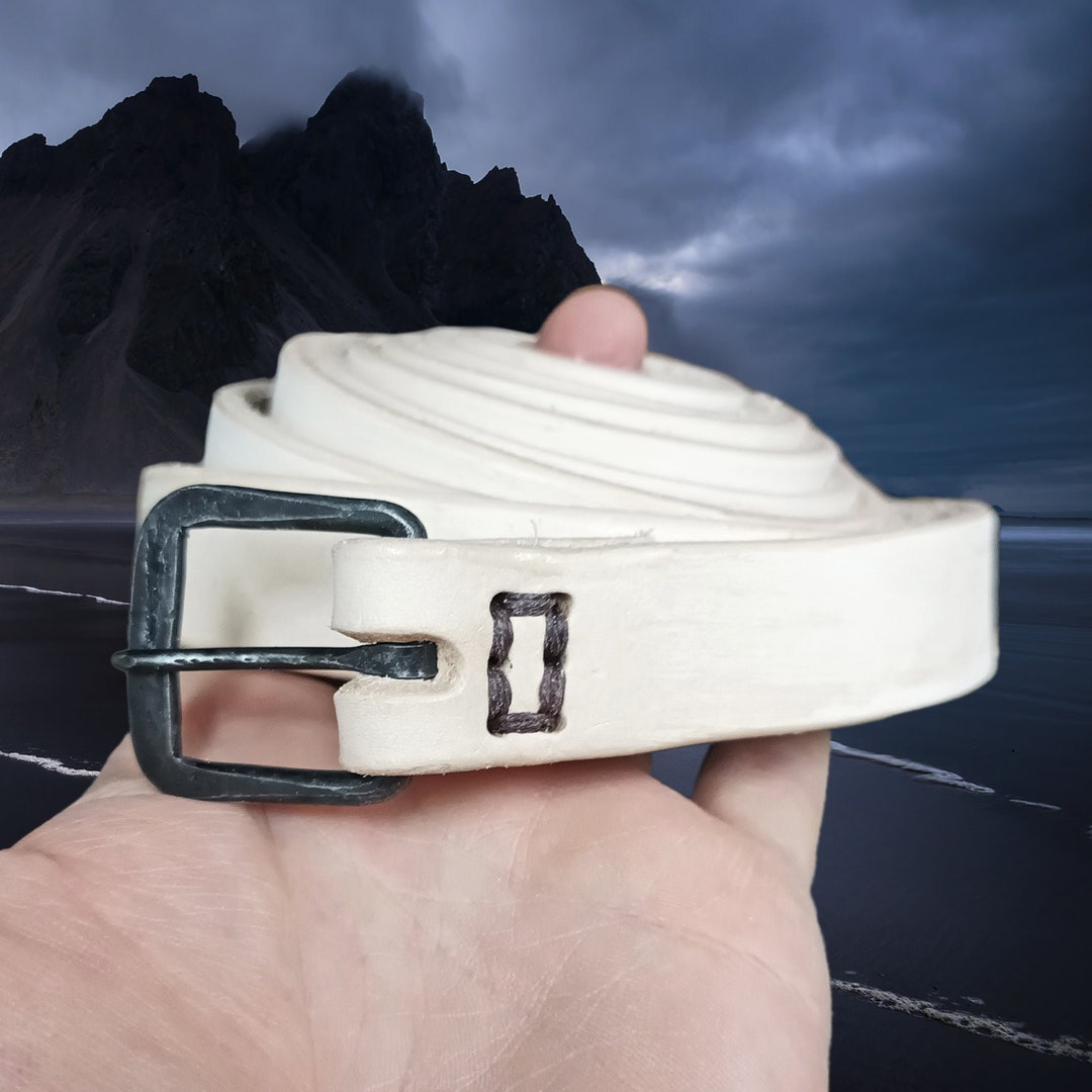 Long Leather Viking / Medieval Belt With Hand-forged Iron Buckle - 25mm ...