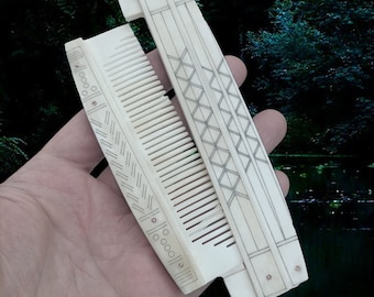 Handcrafted Viking Bone Comb With Ornate Carvings - Etsy