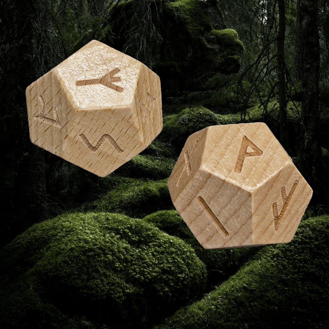 Elder Futhark Huge Wooden Runic Dice Set - Etsy