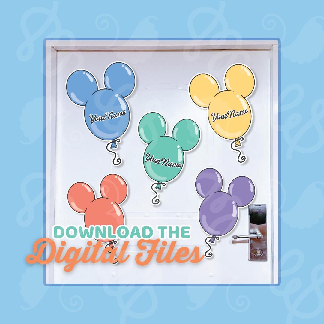 5 Pastel Mickey Balloon Customizable Designs for Digital Download ...
