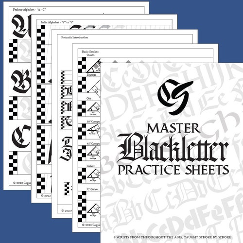 Master Blackletter Calligraphy Practice Sheets 8 Scripts - Etsy Canada