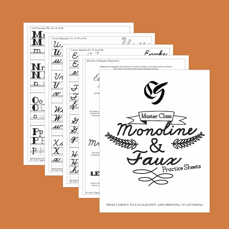 Monoline Practice Sheet - Etsy