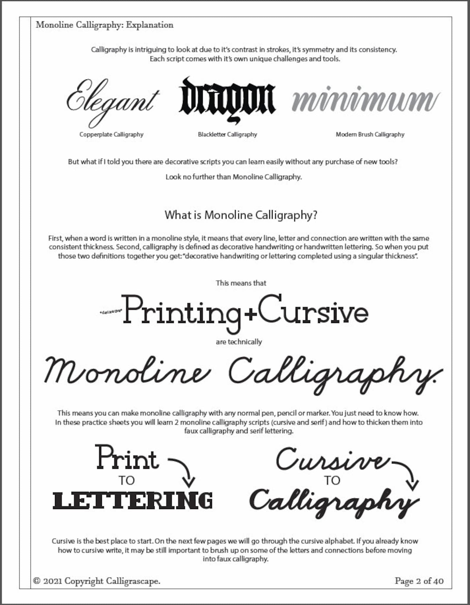 Master Class Monoline Calligraphy and Faux Calligraphy - Etsy