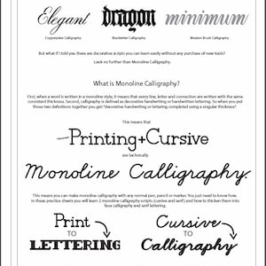 Master Class Monoline Calligraphy and Faux Calligraphy Practice Sheets ...