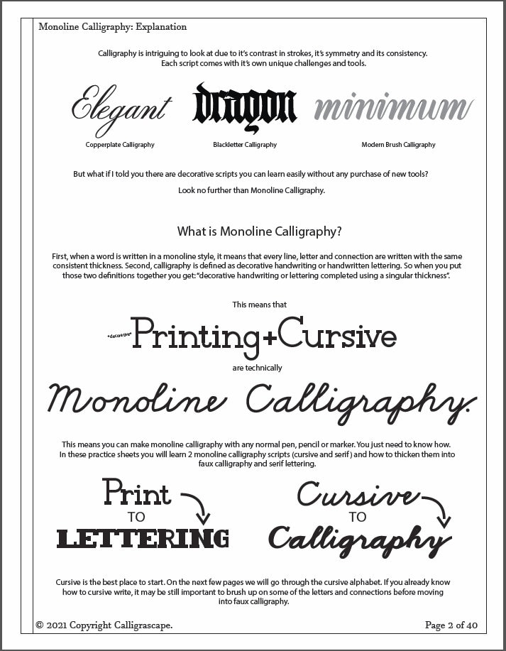 Master Class Monoline Calligraphy and Faux Calligraphy - Etsy