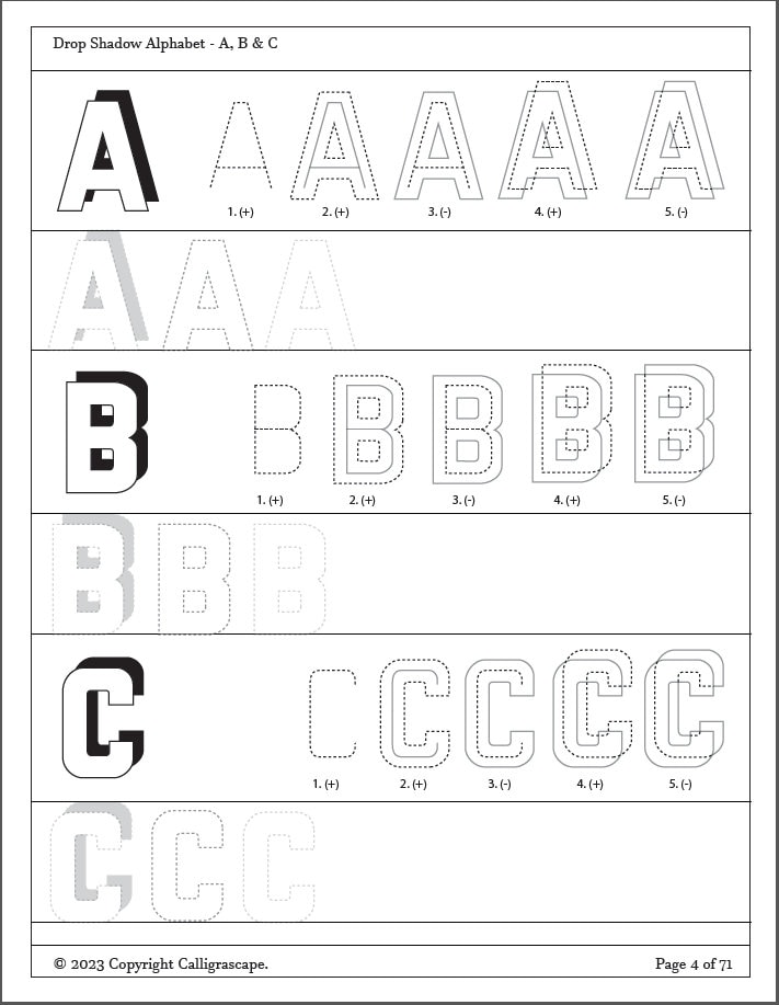 Master Class 3D Lettering Practice Sheets: 2D & 3D Handlettering, With ...