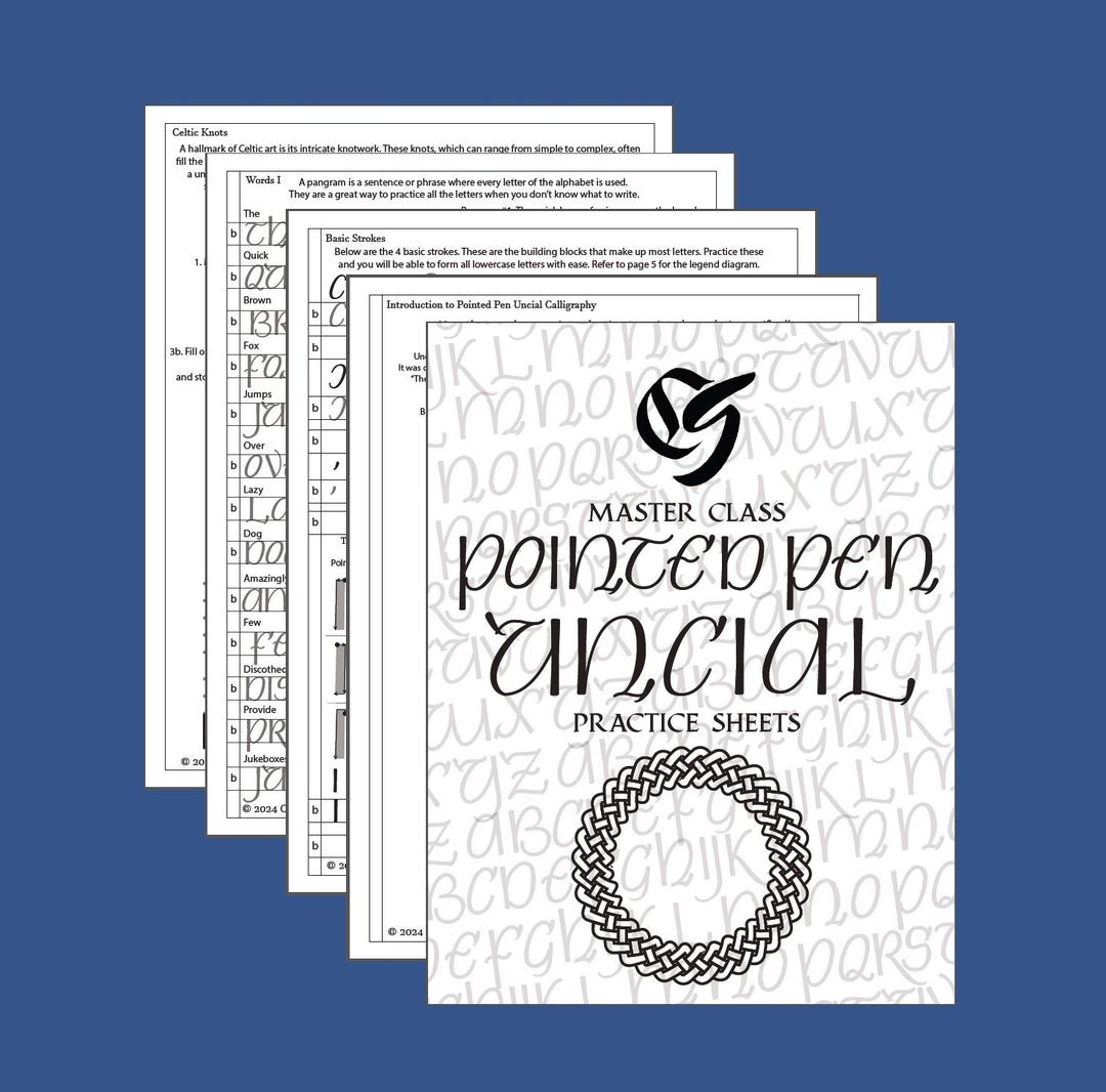 Master Class Pointed Pen Uncial Calligraphy Practice Sheets: From Basic ...