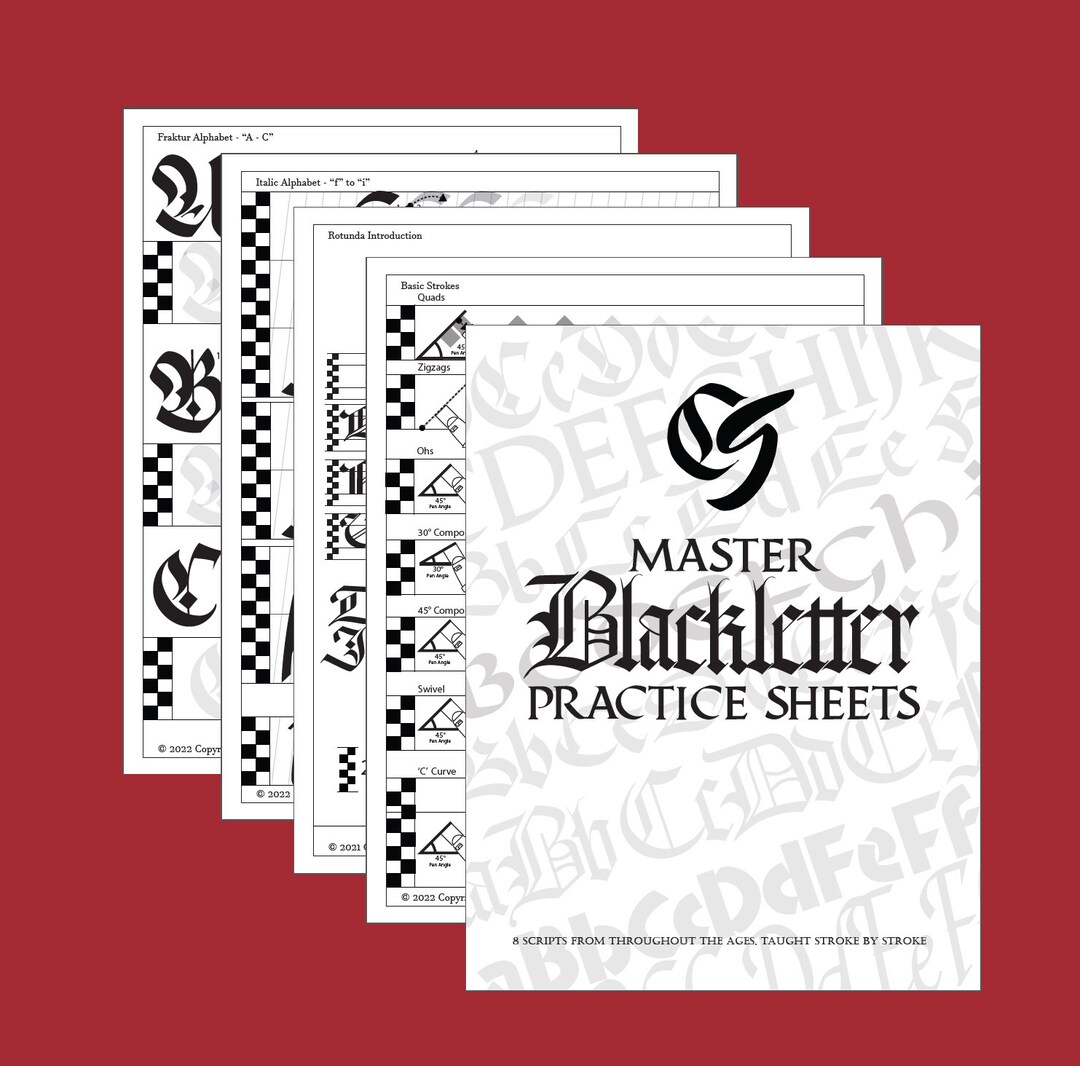 Master Blackletter Calligraphy Practice Sheets - 8 Scripts (textura ...