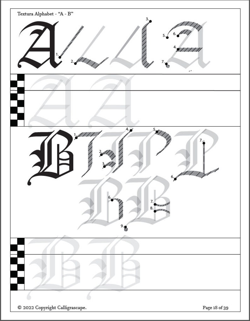 Master Textura Calligraphy Practice Sheets - Blackletter / Broad Edge ...
