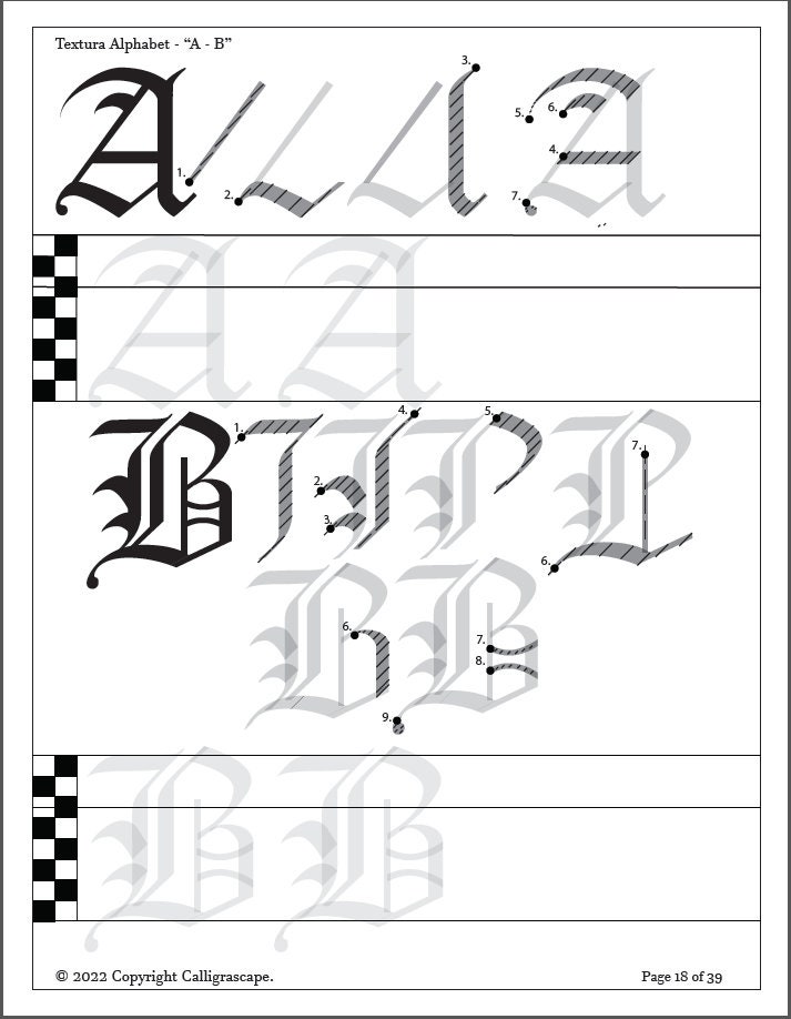 Master Textura Calligraphy Practice Sheets - Blackletter / Broad Edge ...