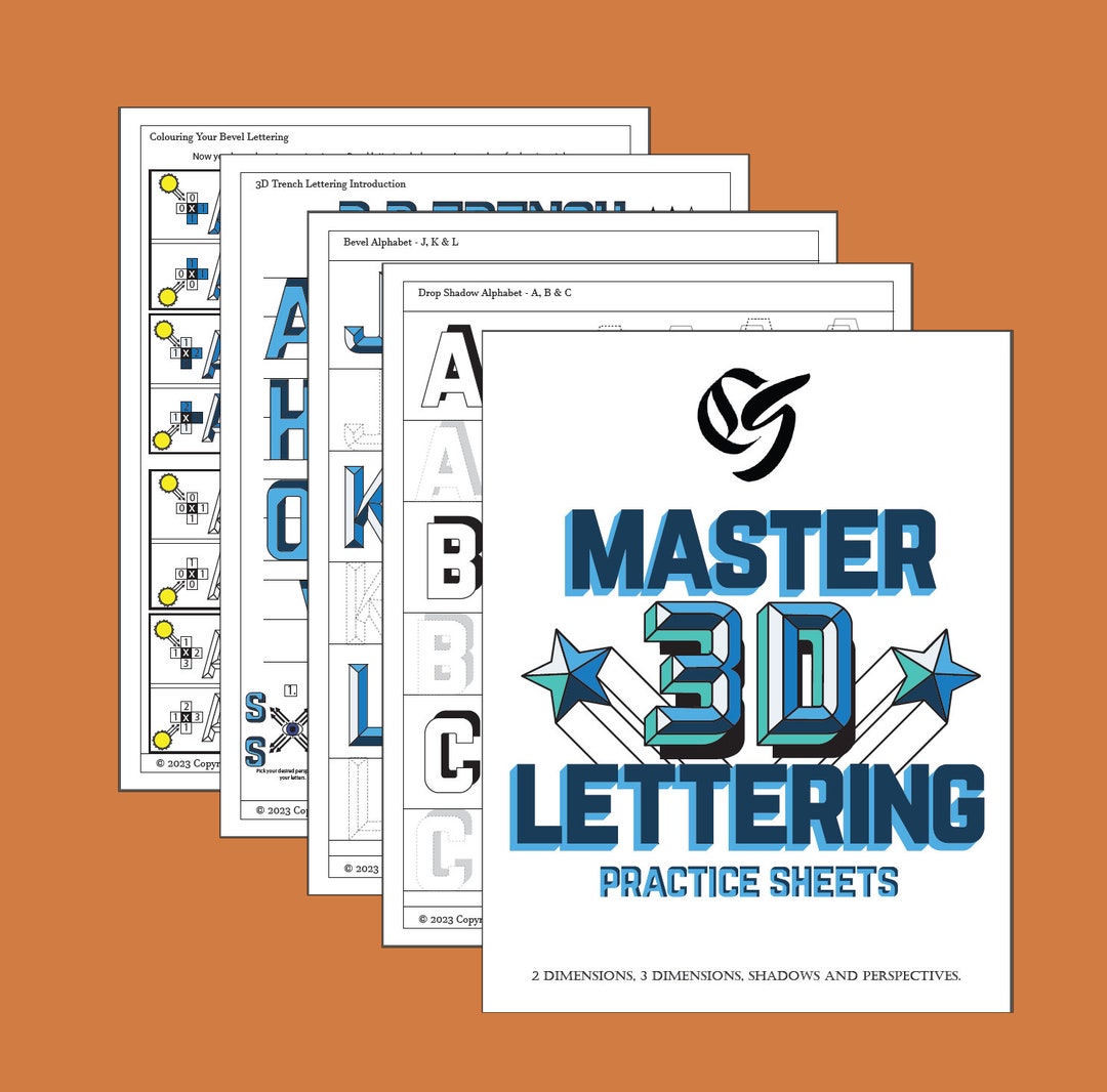 Master Class 3D Lettering Practice Sheets: 2D & 3D Handlettering, With ...