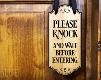 Knock and Wait Sign | Etsy