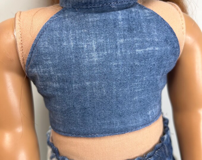 18 In Doll Clothe Made To Fit Like American Girl Dolls Denim Stripe