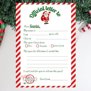 Printable Letter for Santa Wish List for Santa With Writing Box or ...