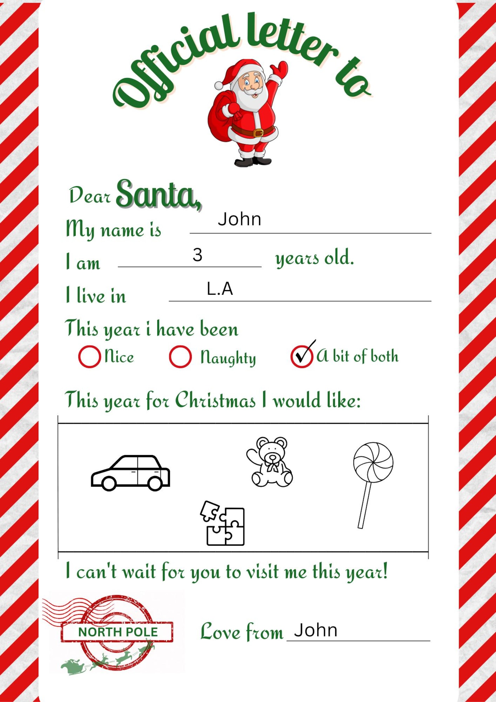 Printable Letter for Santa Wish List for Santa With Writing Box or ...