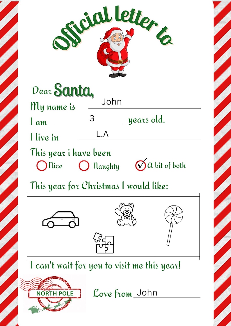 Printable Letter for Santa Wish List for Santa With Writing Box or ...