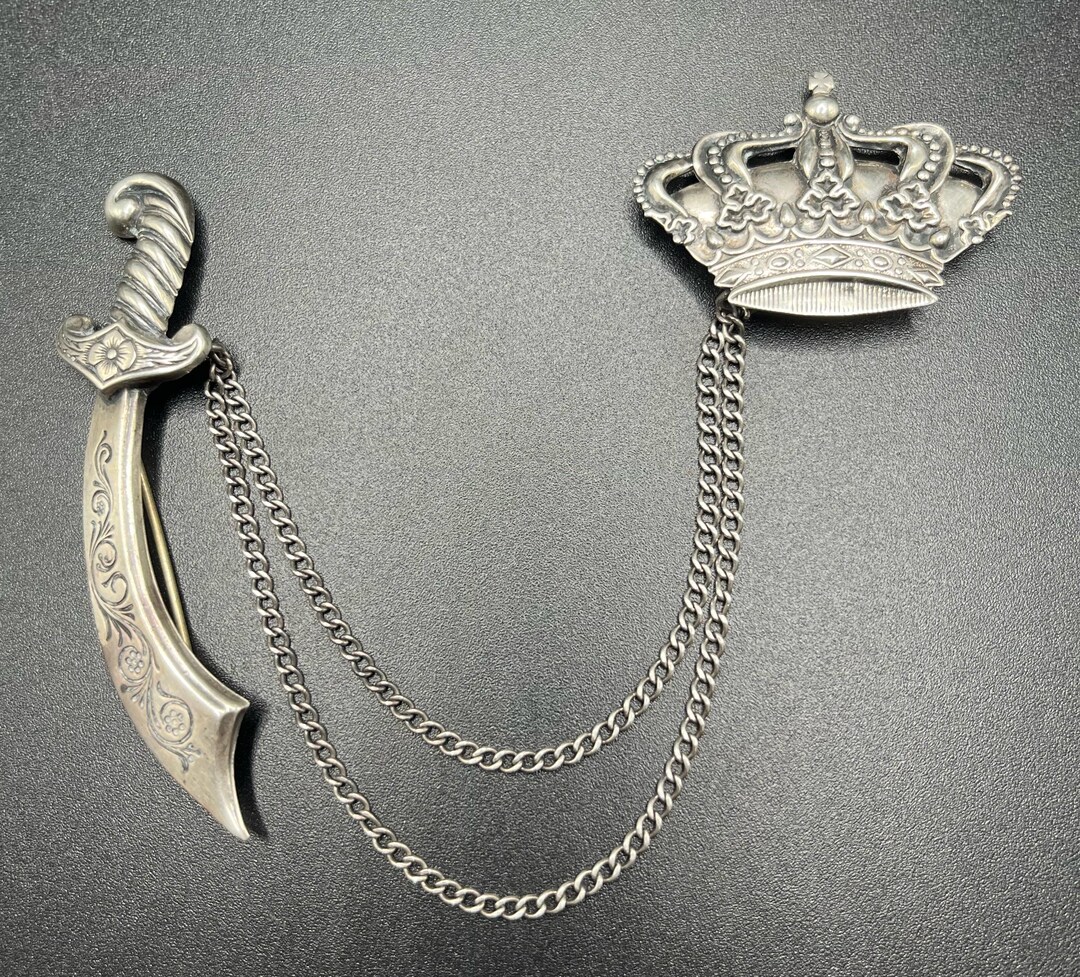 Antique Sterling Crown and Sword Swag Chatelaine/brooch. RARE!!! - Etsy
