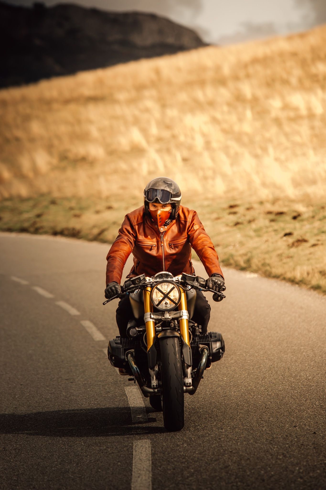 Masque Moto Classic Brown/motorcycle Mask/ Leather Mask/cafe - Etsy
