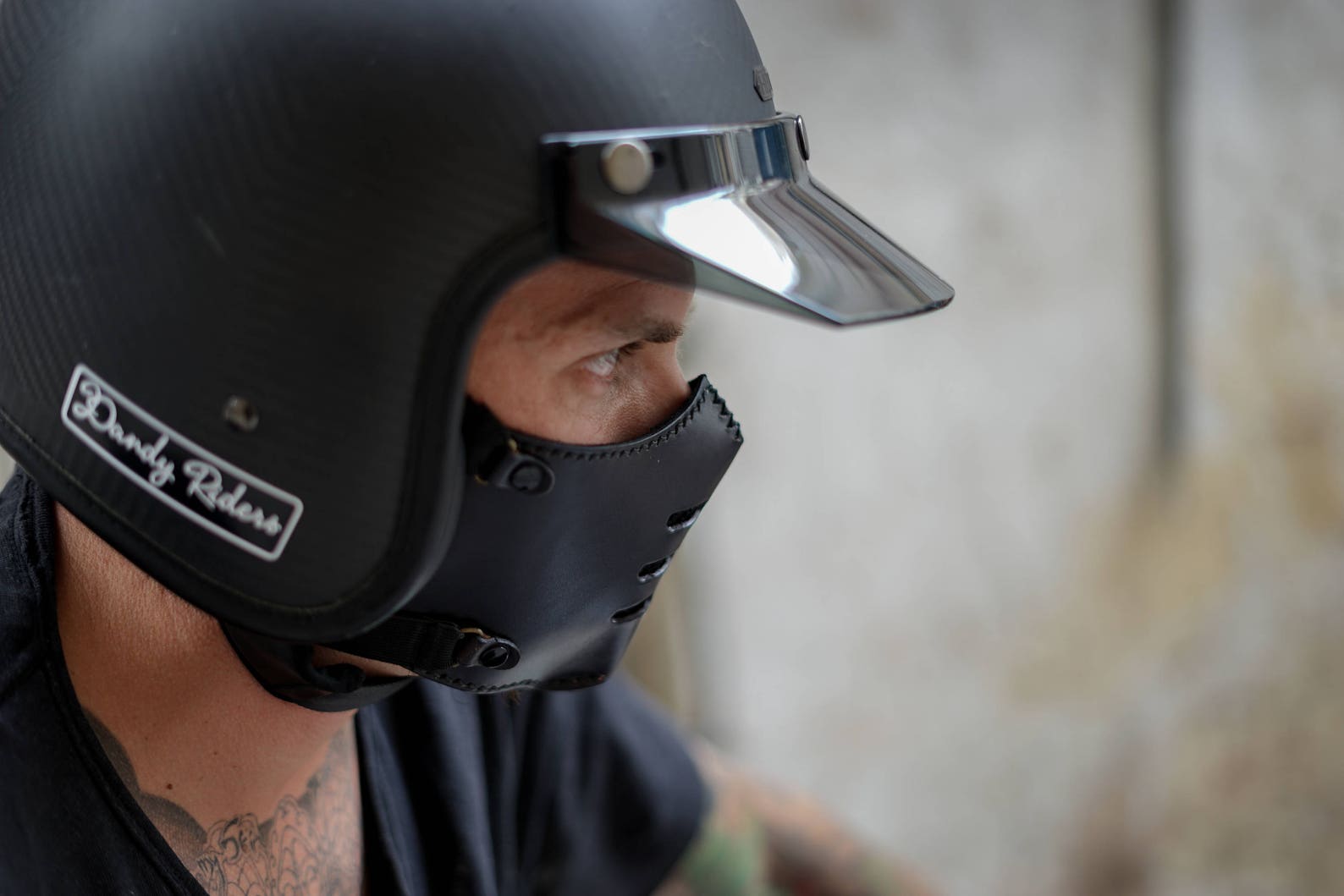 Biker Mask FLAT 70 Black/motorcycle Mask/ Leather Mask/cafe - Etsy