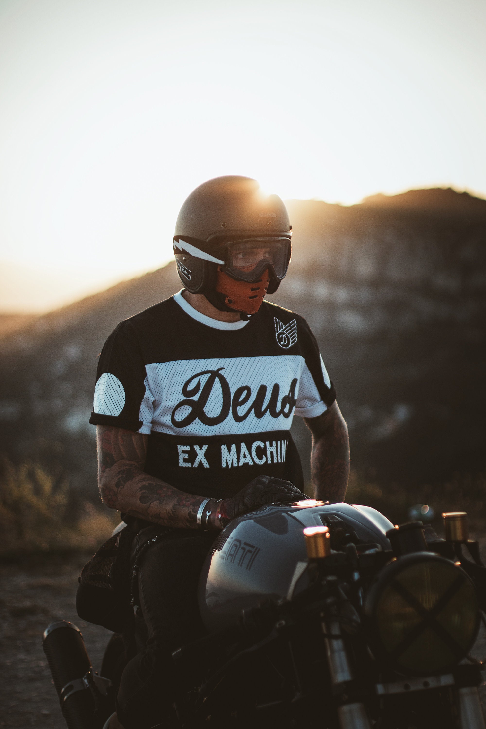 Cafe Racer Mask FLAT 70 Brown/motorcycle Mask/ Leather Mask/cafe Racer ...