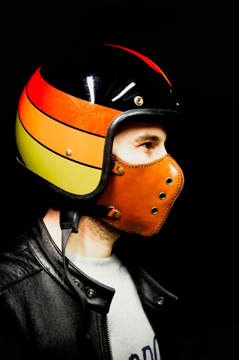 Leather Mask ROAD Brown/motorcycle Mask/ Leather Mask/cafe Racer Mask ...