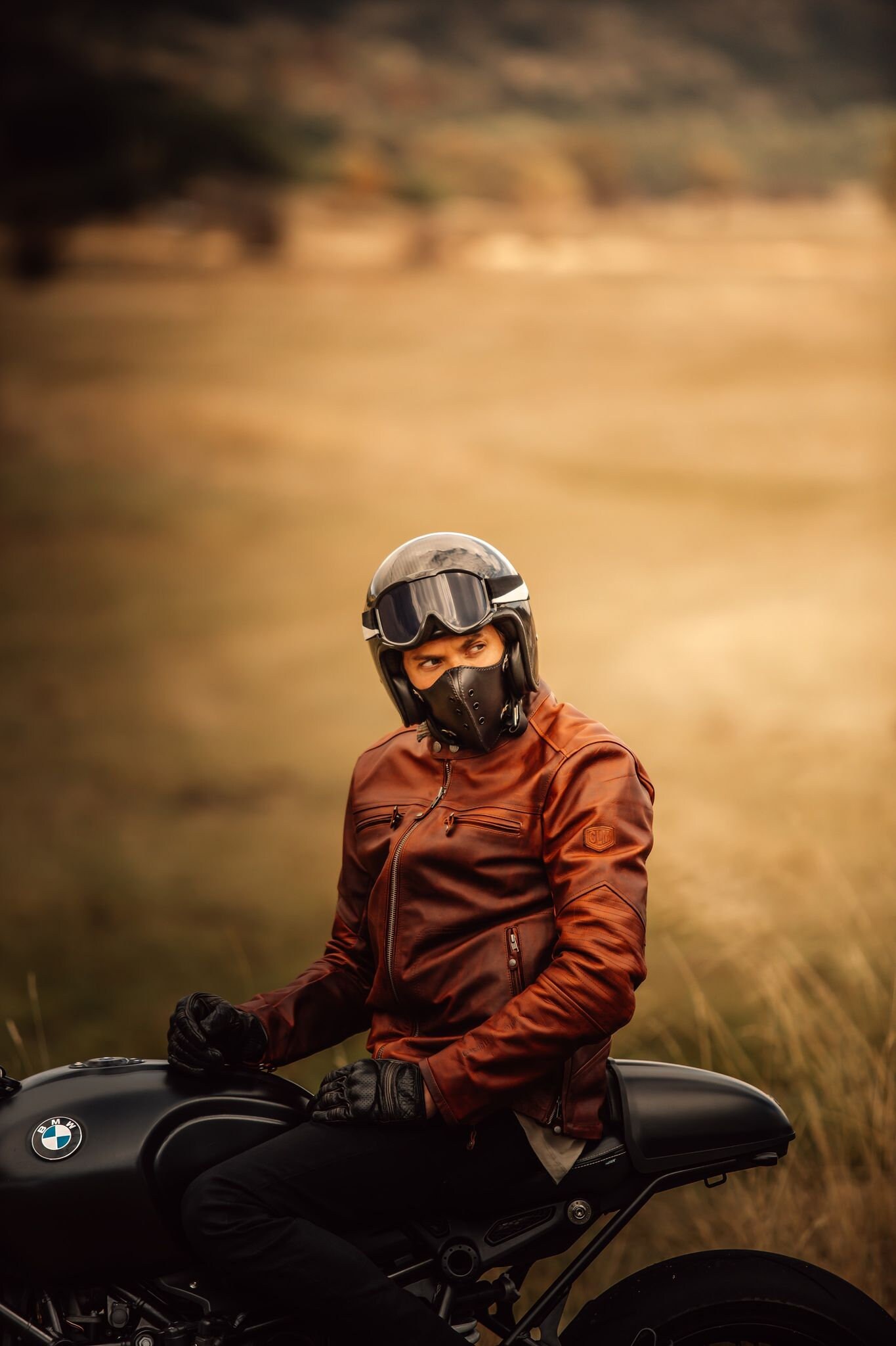 Motorcycle Mask EPSYLON Black/motorcycle Mask/ Leather Mask/cafe Racer ...