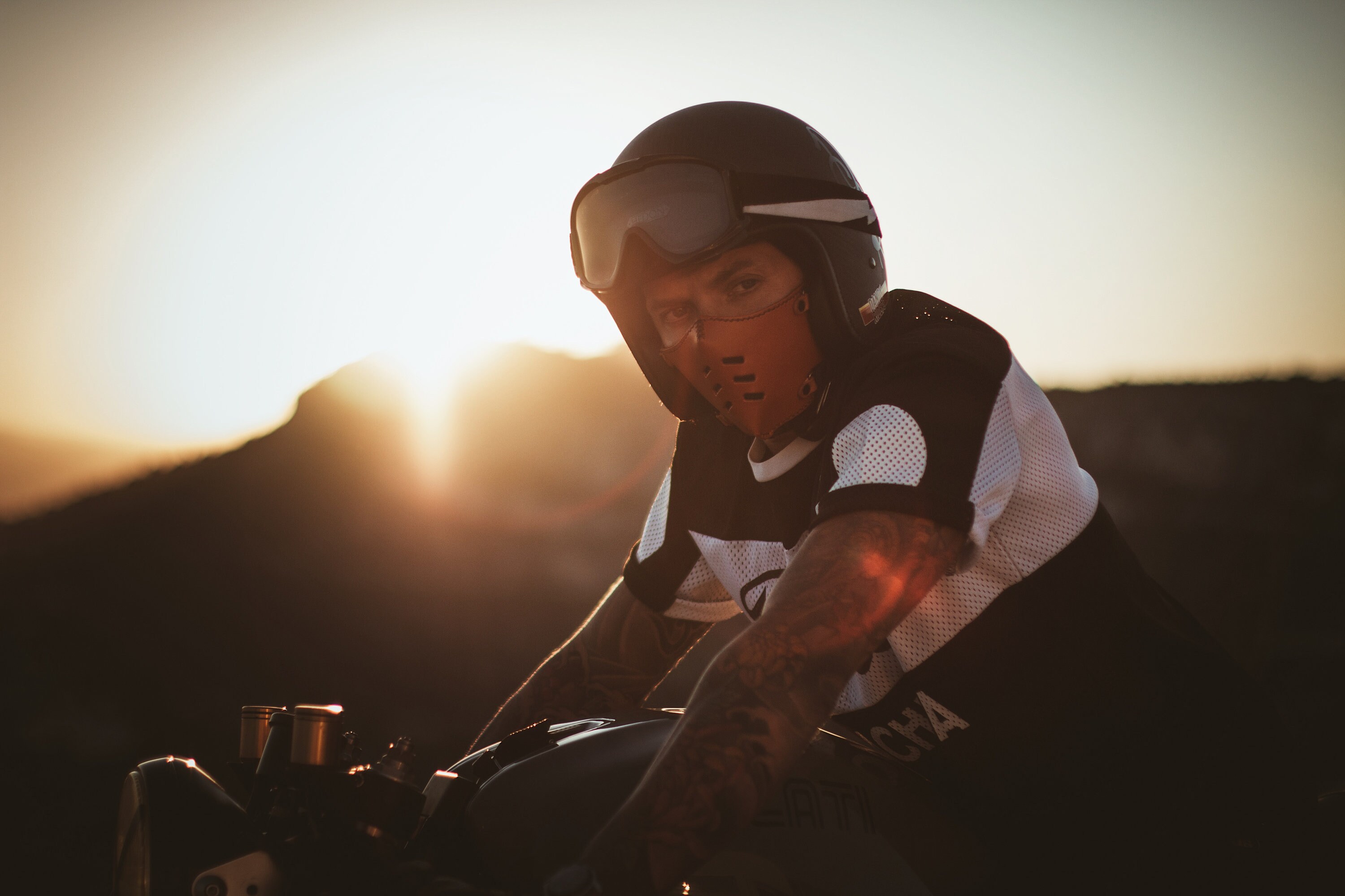 Cafe Racer Mask FLAT 70 Brown/motorcycle Mask/ Leather Mask/cafe Racer ...