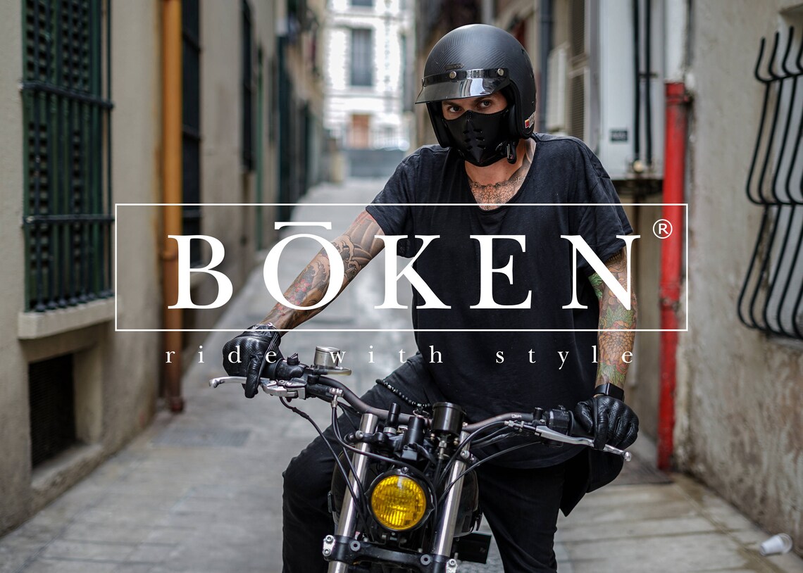 Biker Mask FLAT 70 Black/motorcycle Mask/ Leather Mask/cafe - Etsy