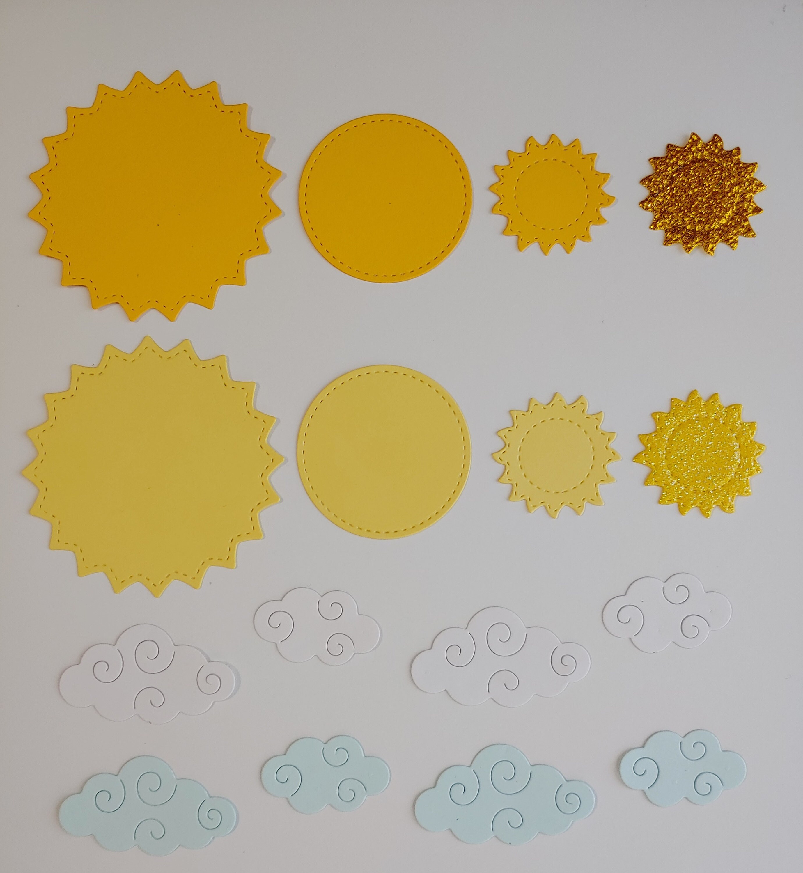 16 Piece, Die Cut Suns and Clouds, Sun and Cloud Embellishments, Paper ...