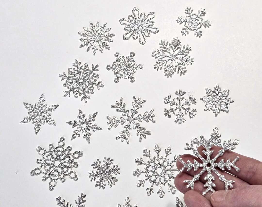 Glitter Snowflake Die Cuts: Winter Craft Appliques, Cardmaking (19 ...