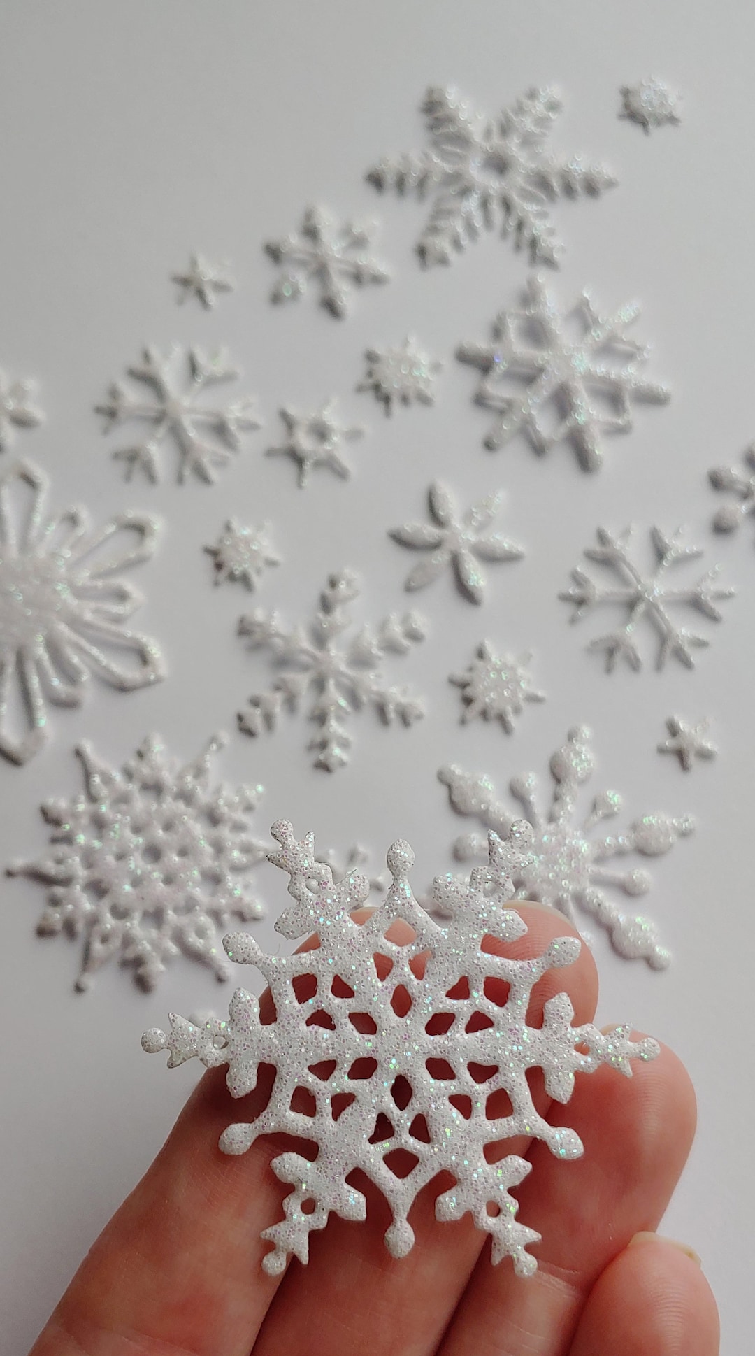 25 Glitter Foam Snowflake Die Cuts: Winter Crafts & Scrapbook ...