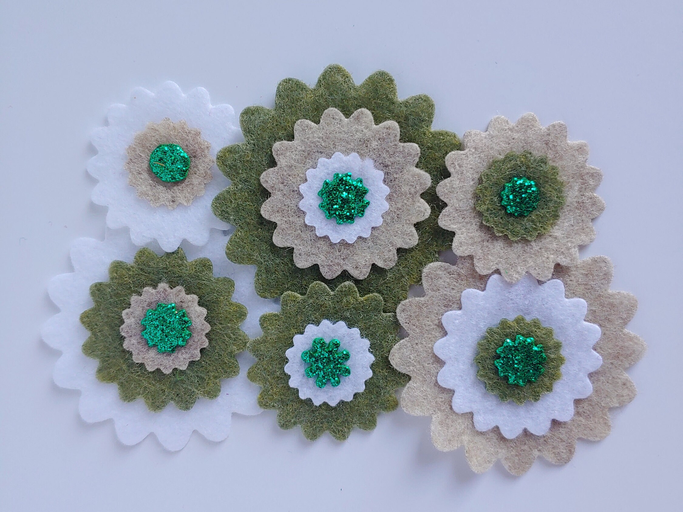 Felt Flower Die Cuts: Layered Glitter Applique - 6 Piece Set - Etsy