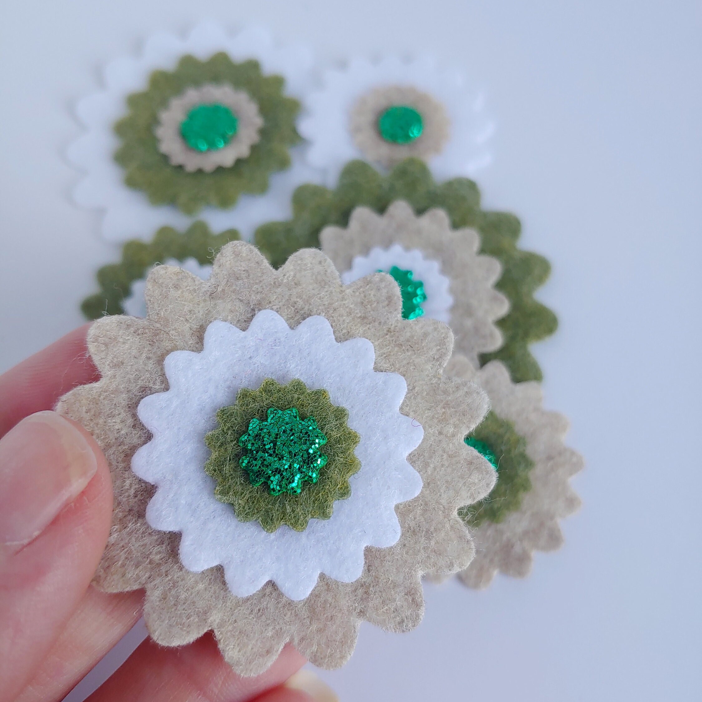 Felt Flower Die Cuts: Layered Glitter Applique - 6 Piece Set - Etsy