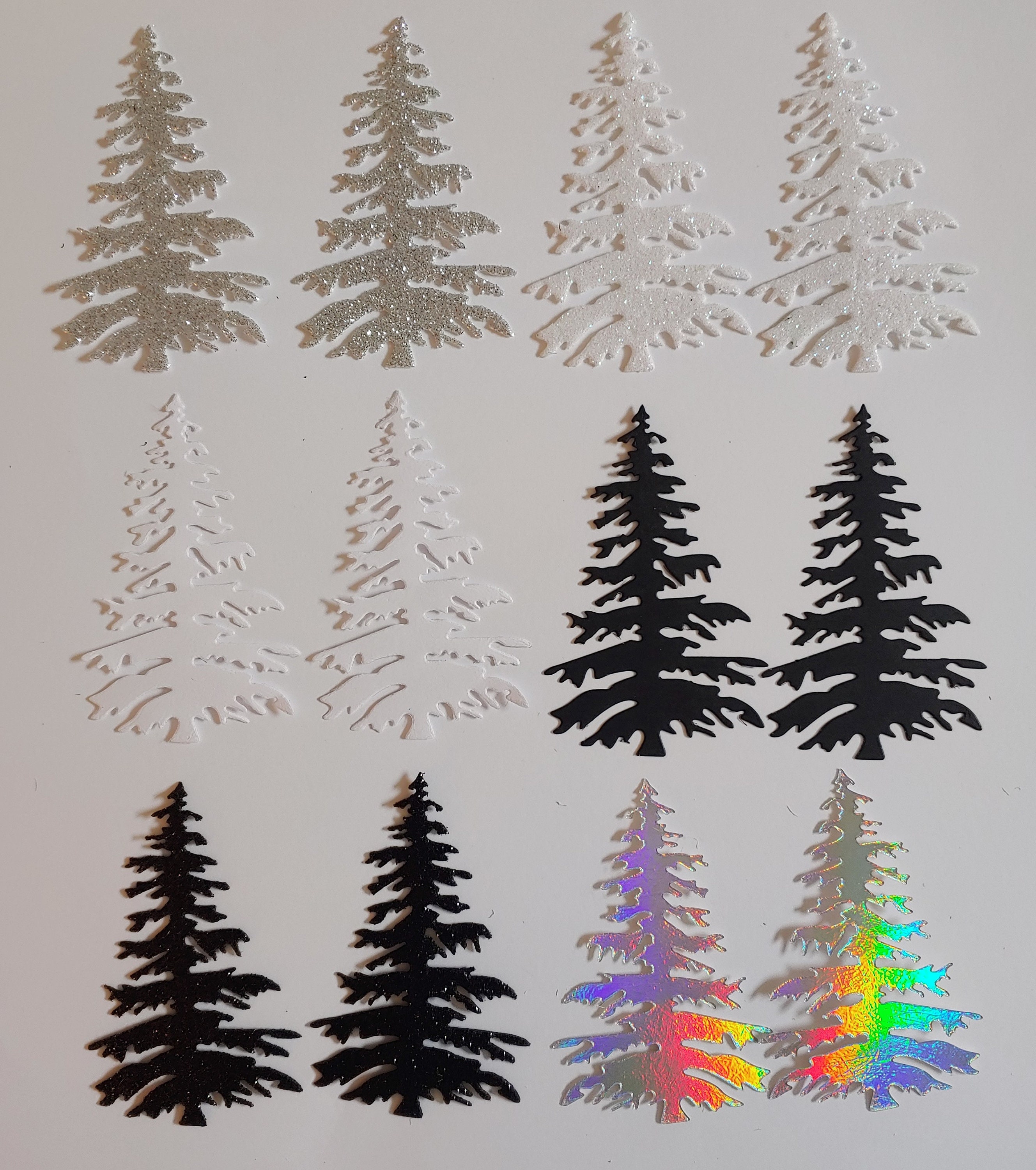 12 Glitter & Foil Christmas Tree Die Cuts: Mixed Media Crafting - Etsy