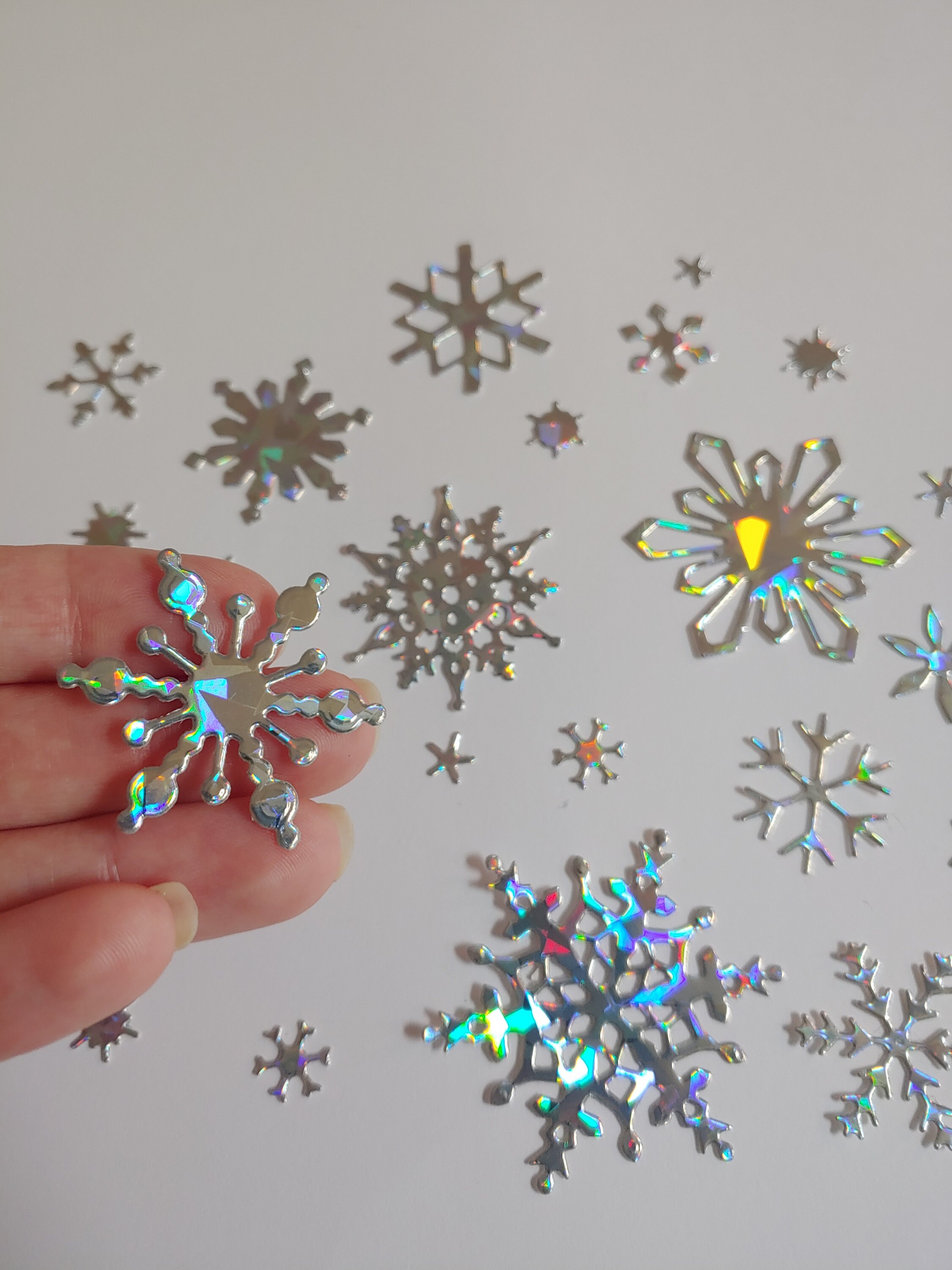 25 Holographic Cardstock Snowflake Die Cuts: Winter Craft Appliques - Etsy