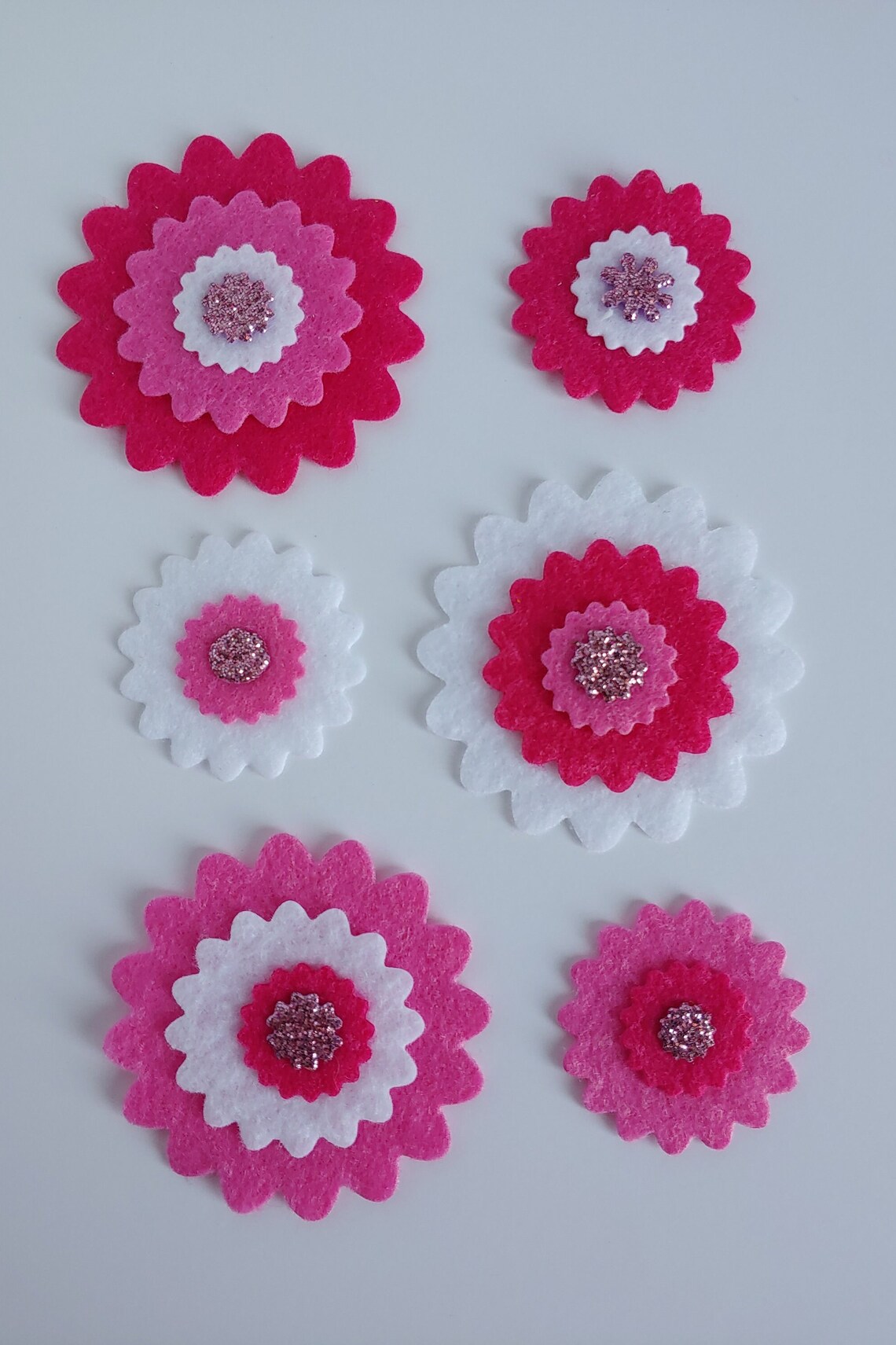 Felt Flower Die Cuts: Layered Glitter Applique - 6 Piece Set - Etsy