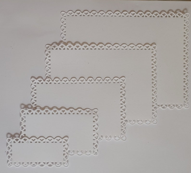 Lace Edge Cardstock Frames: Nesting Die Cut Rectangles, Scrapbooking (5 ...