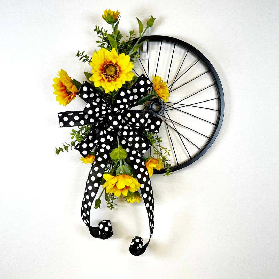 Black Sunflower Polka Dot Bicycle Wheel - Etsy