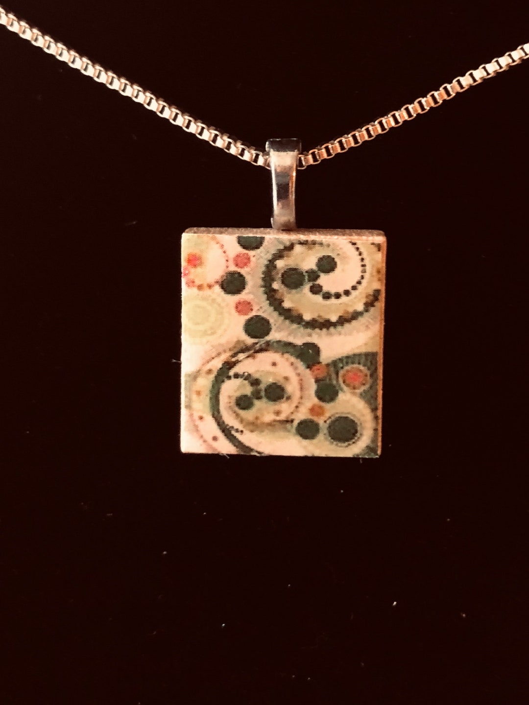 Green Swirls Scrabble Tile Necklace - Etsy