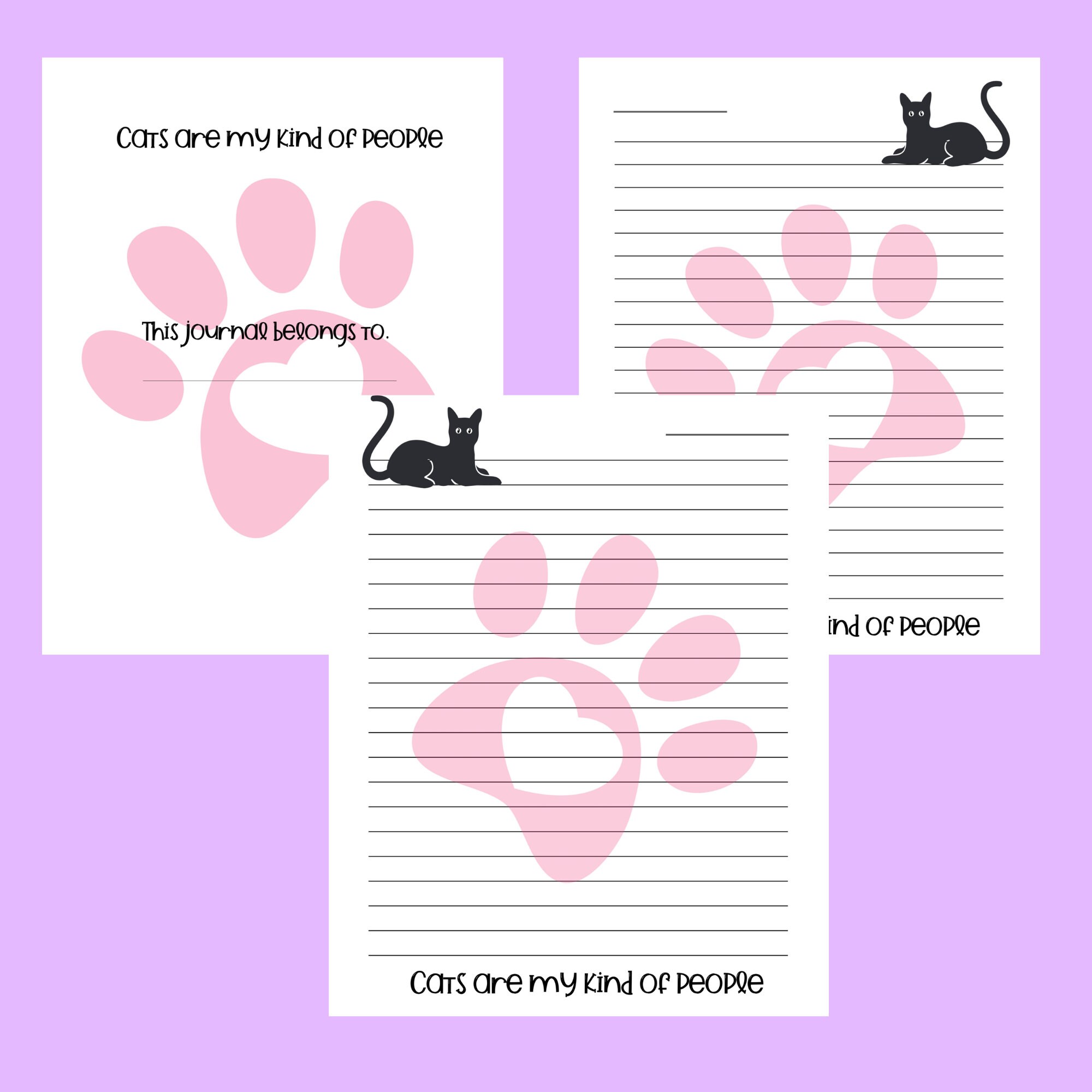 Printable Journal Pages With Cover Page, Cats Are My Kind of People ...