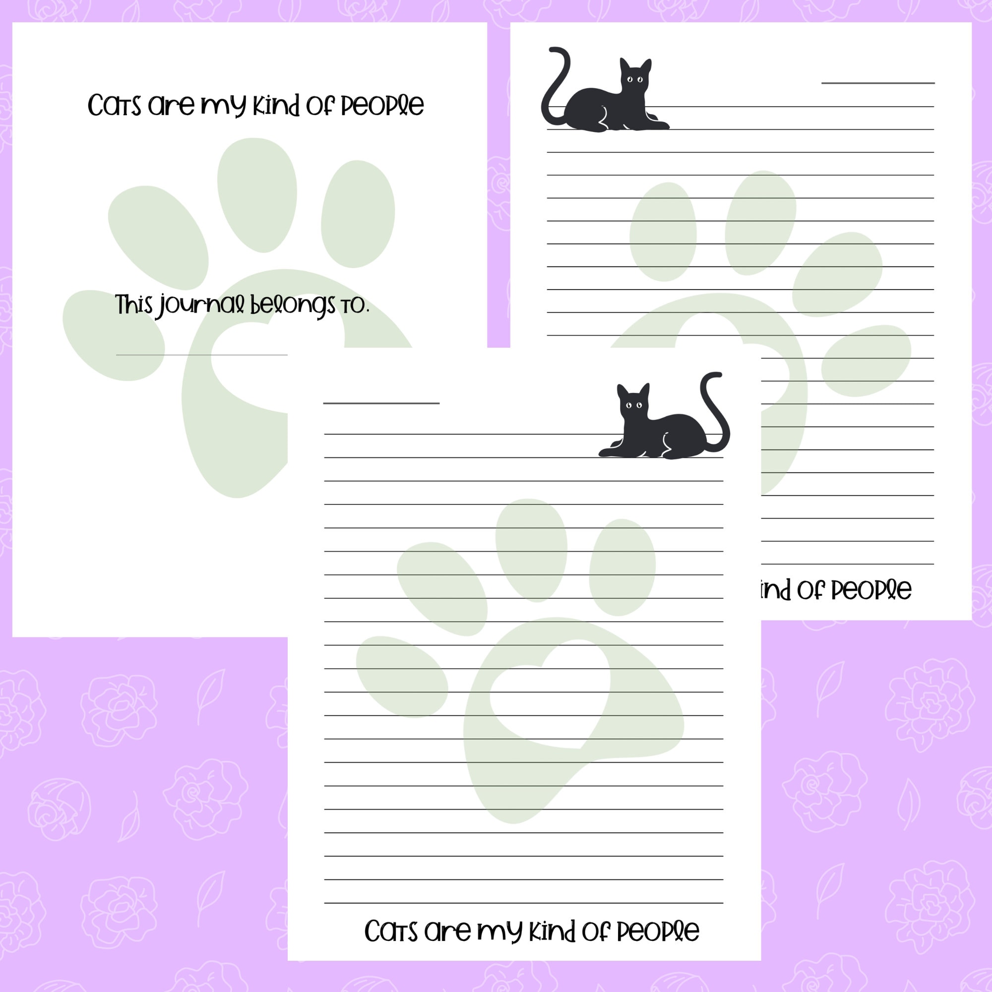 Printable Journal Pages With Cover Page, Cats Are My Kind of People ...