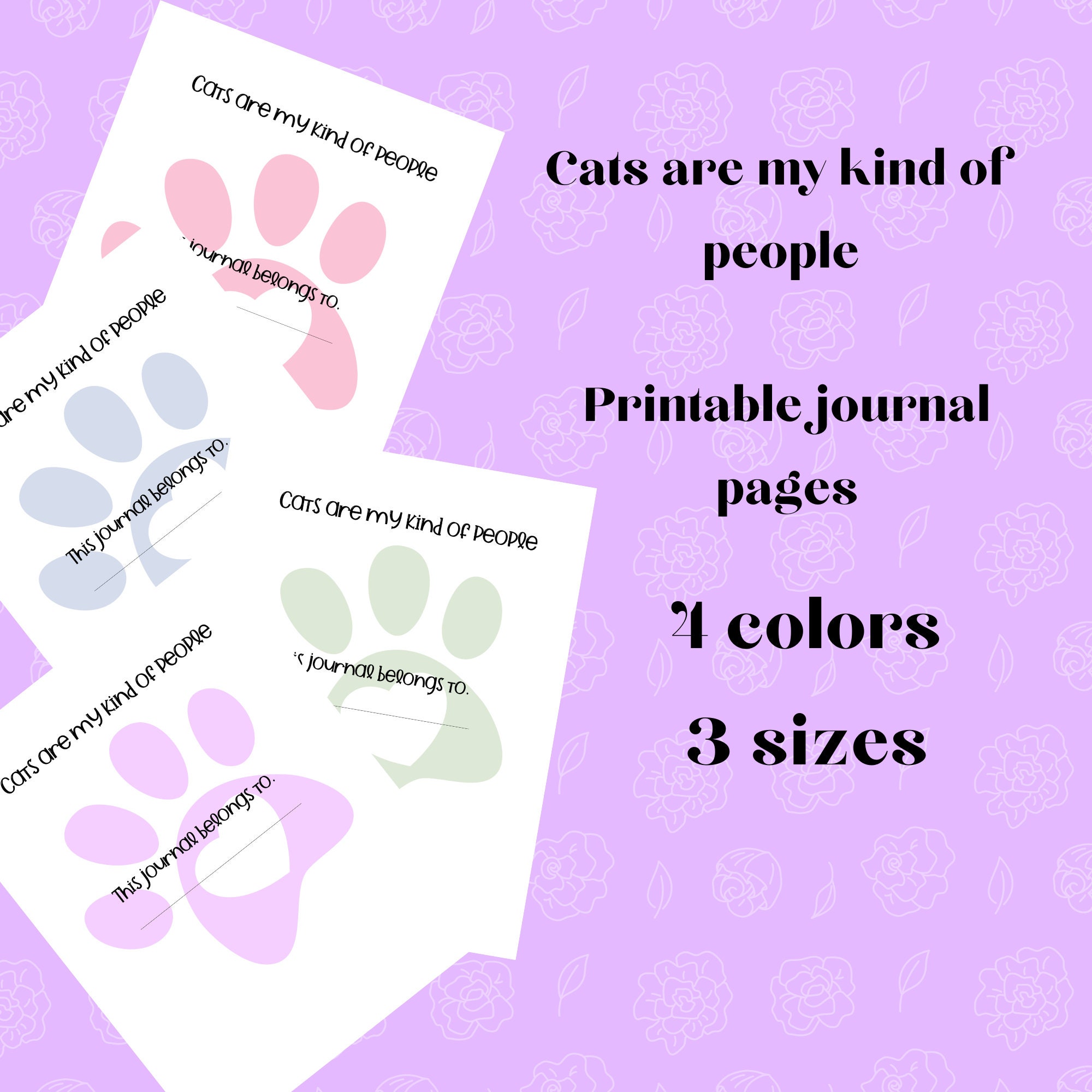 Printable Journal Pages With Cover Page, Cats Are My Kind of People ...
